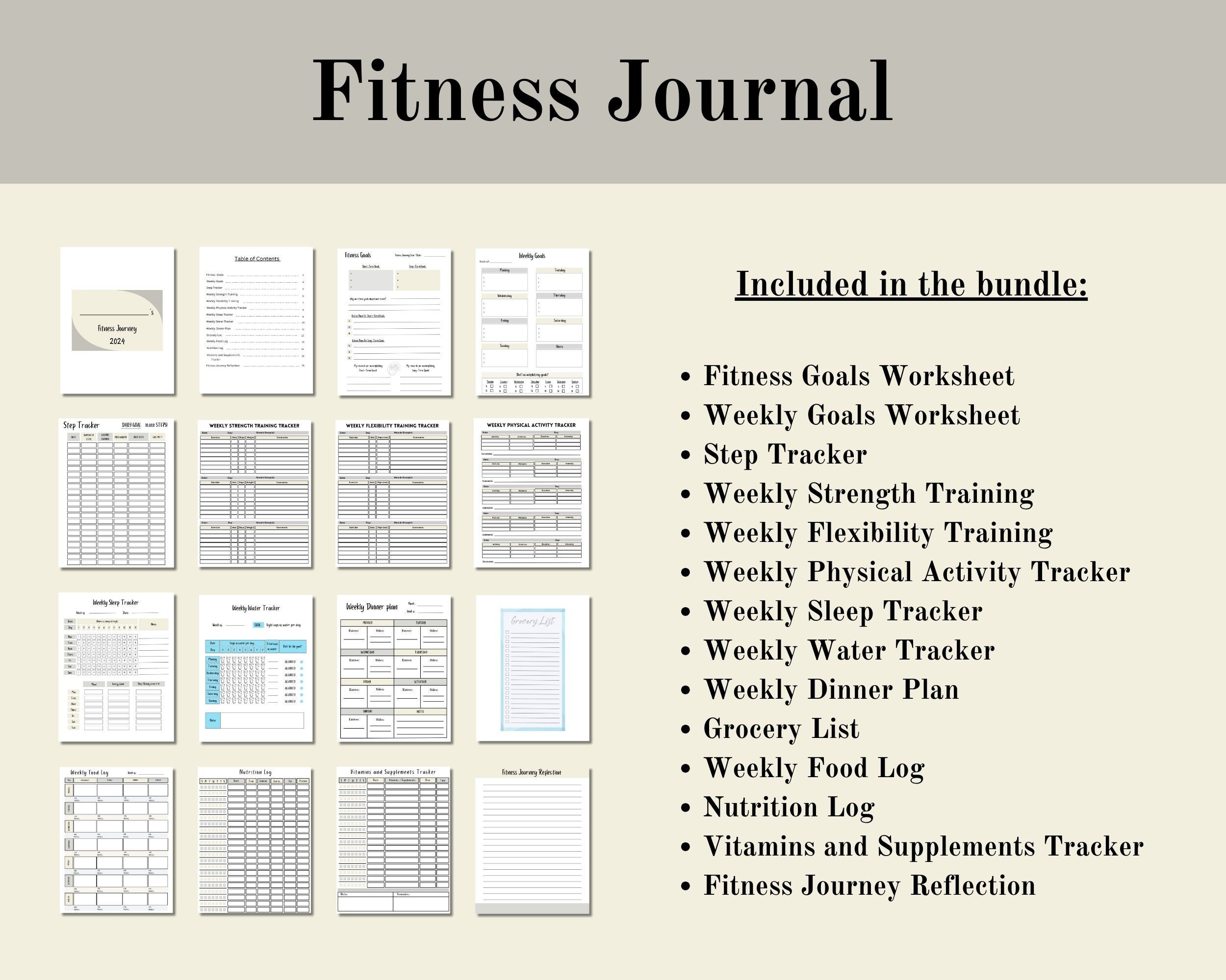 Body Image and Fitness Journal, Food and Fitness Journal, Weight ...