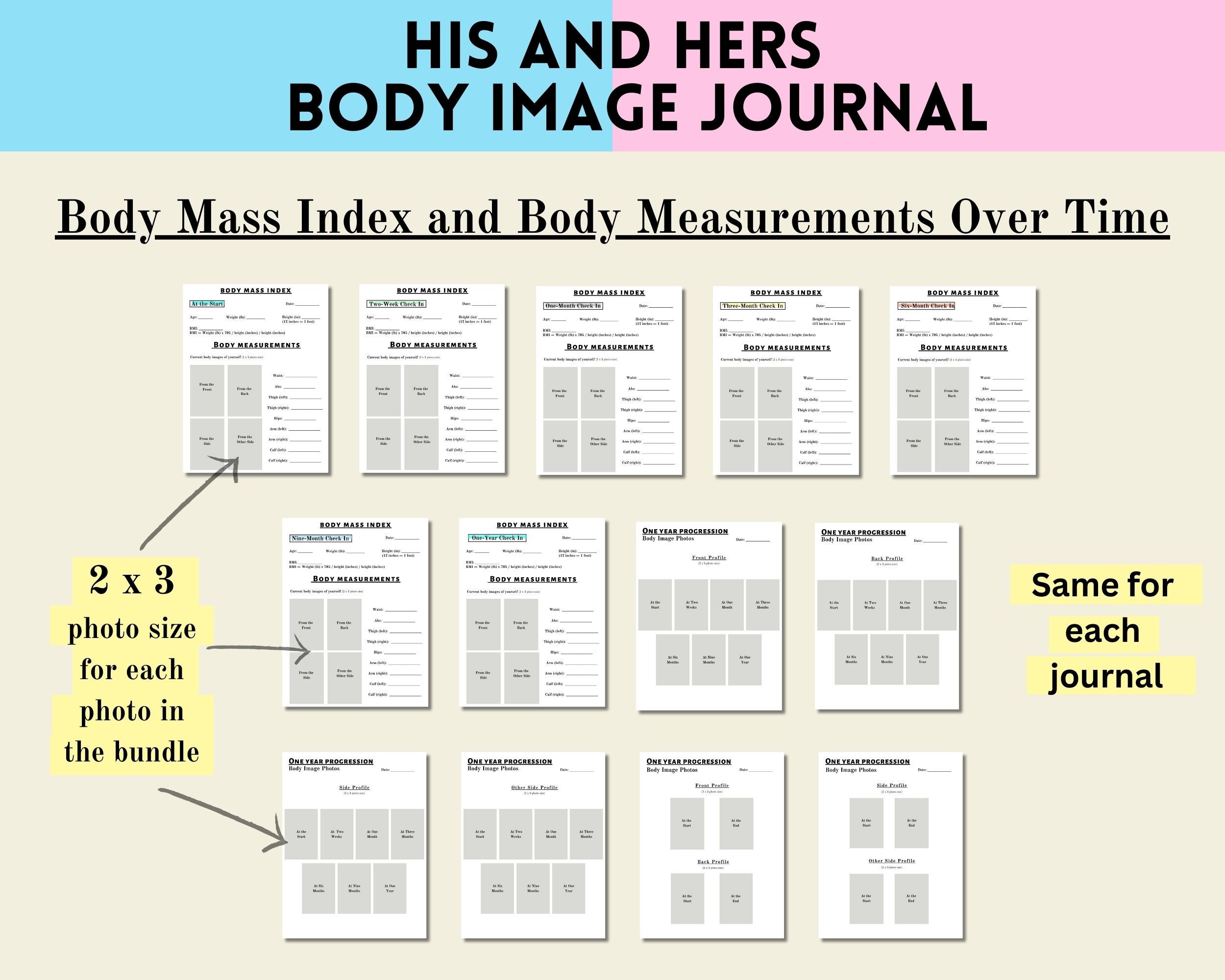 2024 Body Image Journal, Men's and Women's, Body Measurement Tracker ...