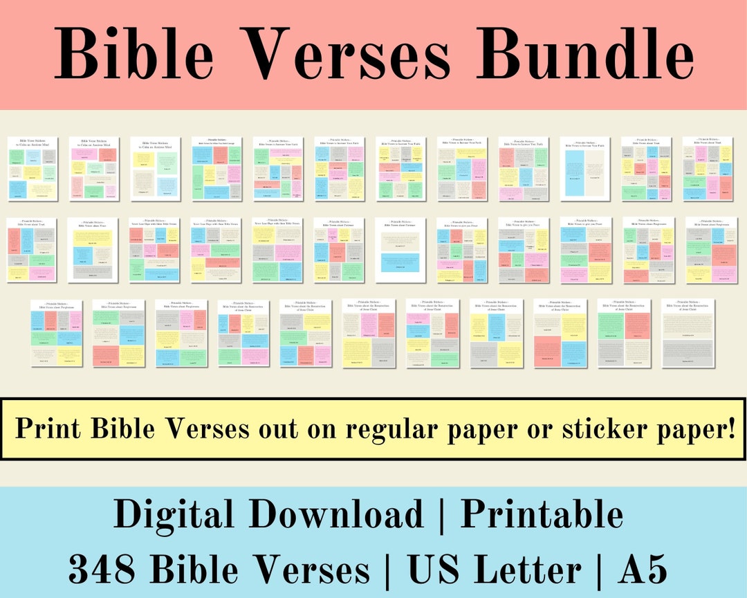 Printable Bible Verse Stickers Bundle, Digital Scripture Faith Stickers ...