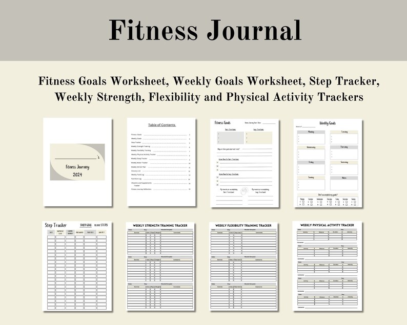 Body Image and Fitness Journal, Food and Fitness Journal, Weight ...