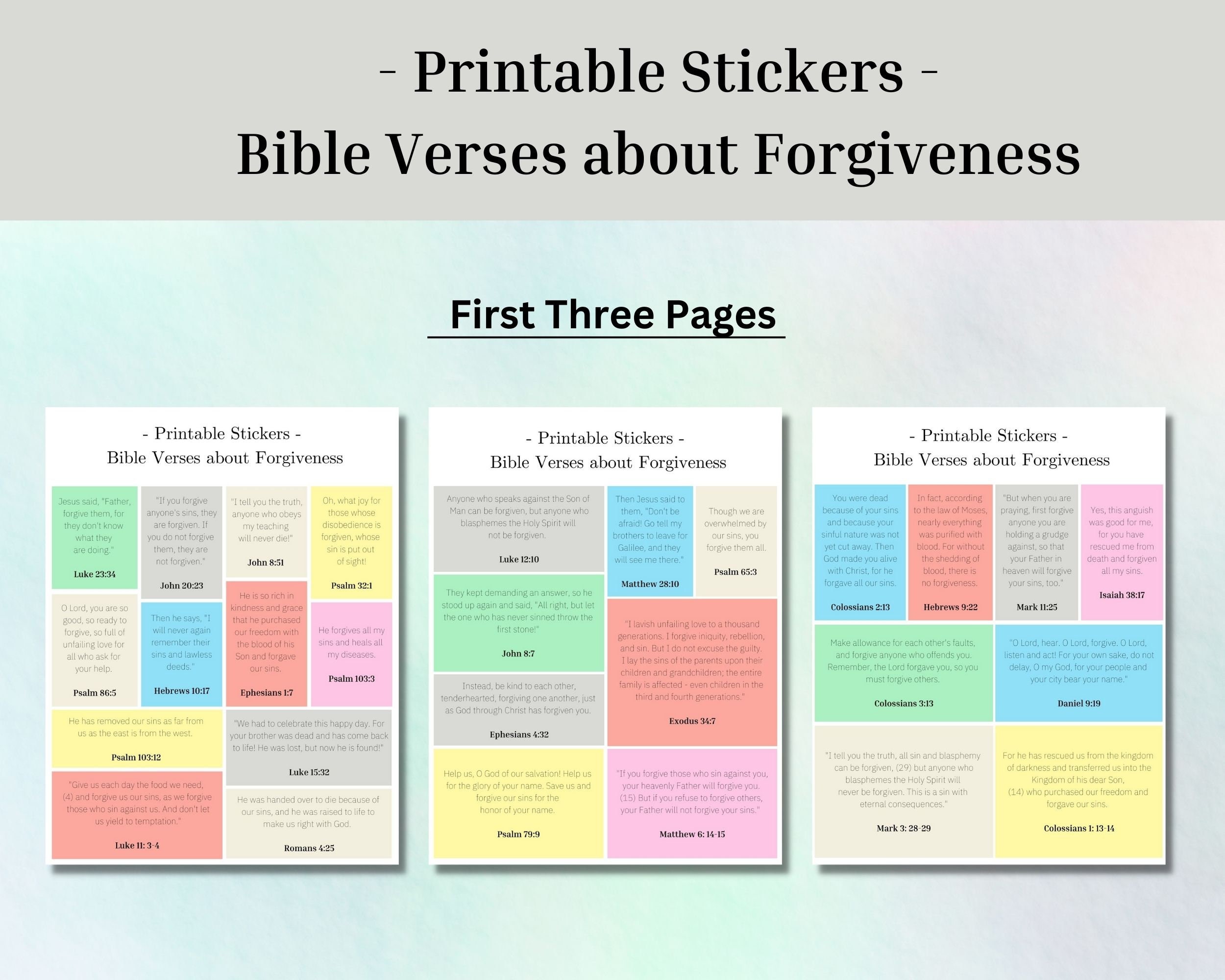 Christian Digital Stickers, Printable Bible Verse Forgiveness Stickers ...