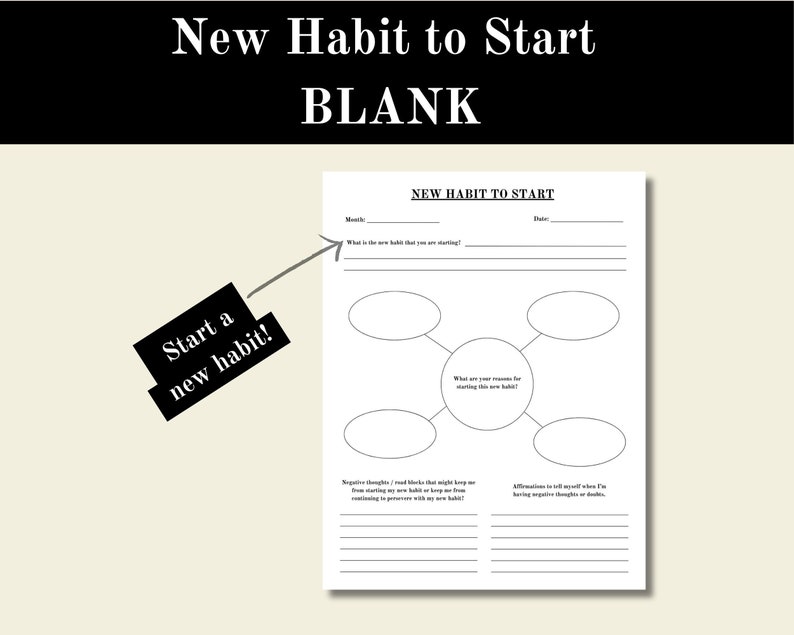 Blank Monthly Habit Tracker Printable, Weekly Tracker Digital, Habit ...