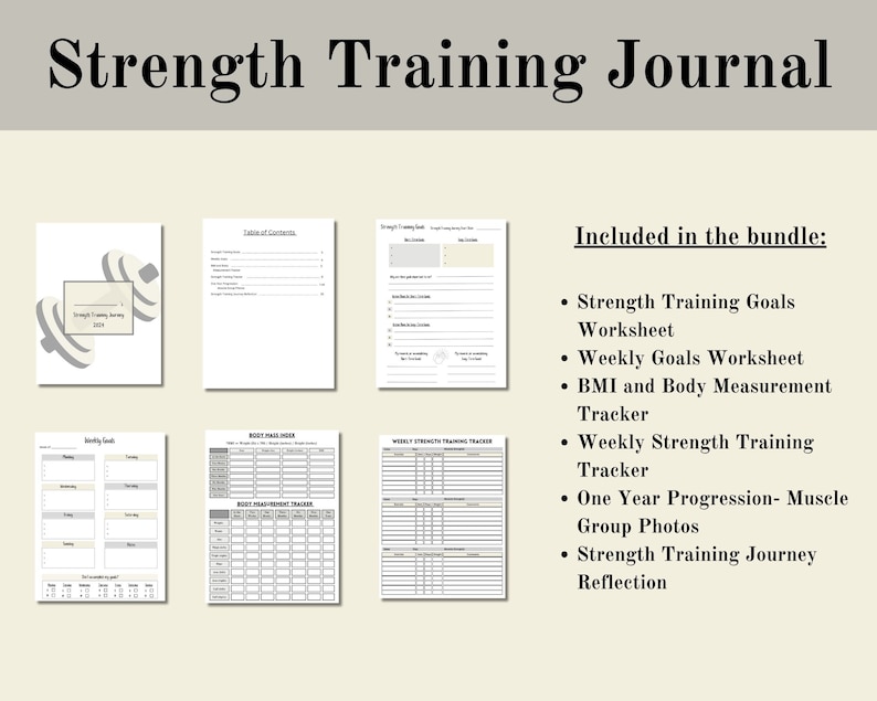 Fitness and Strength Training Journal Bundle, Weight Lifting Journal ...