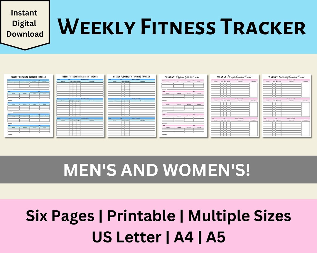 Weekly Fitness Tracker, Strength Training Tracker, Flexibility Training ...
