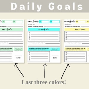 Daily Goal Sheet, Daily Goals Printable, Goal Planning, Goal Setting ...