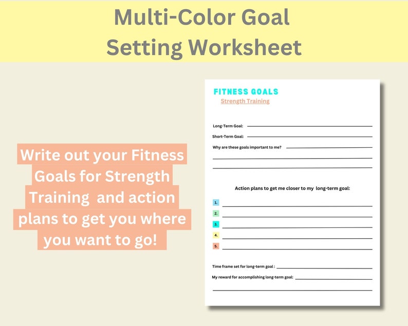 Goal Setting Worksheet, Weekly Strength Training Tracker Printable ...