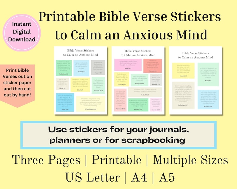 Printable Bible Verse Stickers, Christian Stickers, Printable Planner ...