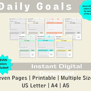 Daily Goal Sheet, Daily Goals Printable, Goal Planning, Goal Setting ...