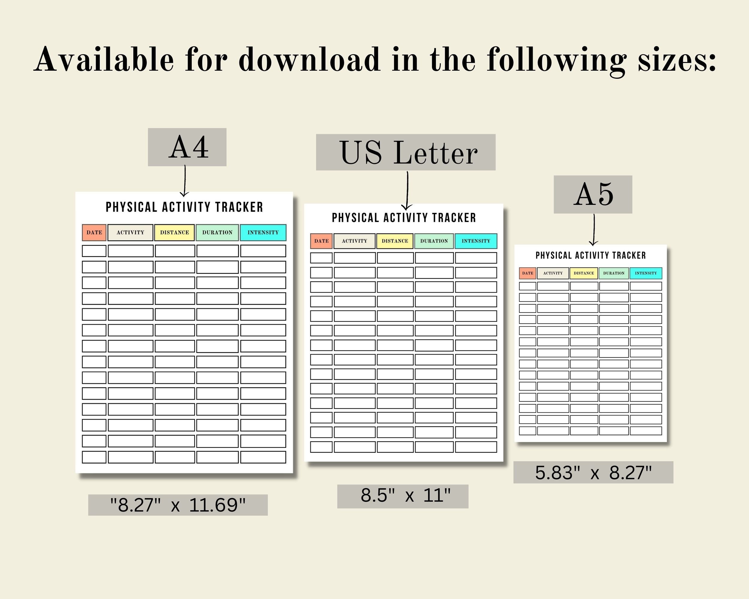 Physical Activity Tracker Printable, Physical Activity Log, Exercise ...