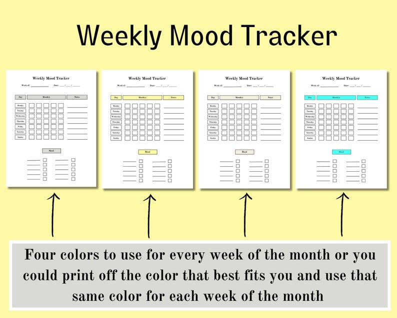 Mood Tracker Printable, Mood Planner, Weekly Mood Tracker, Mood Log ...