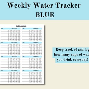 Blue Water Tracker Printable, Hydration Tracker, Habit Tracker, Water ...