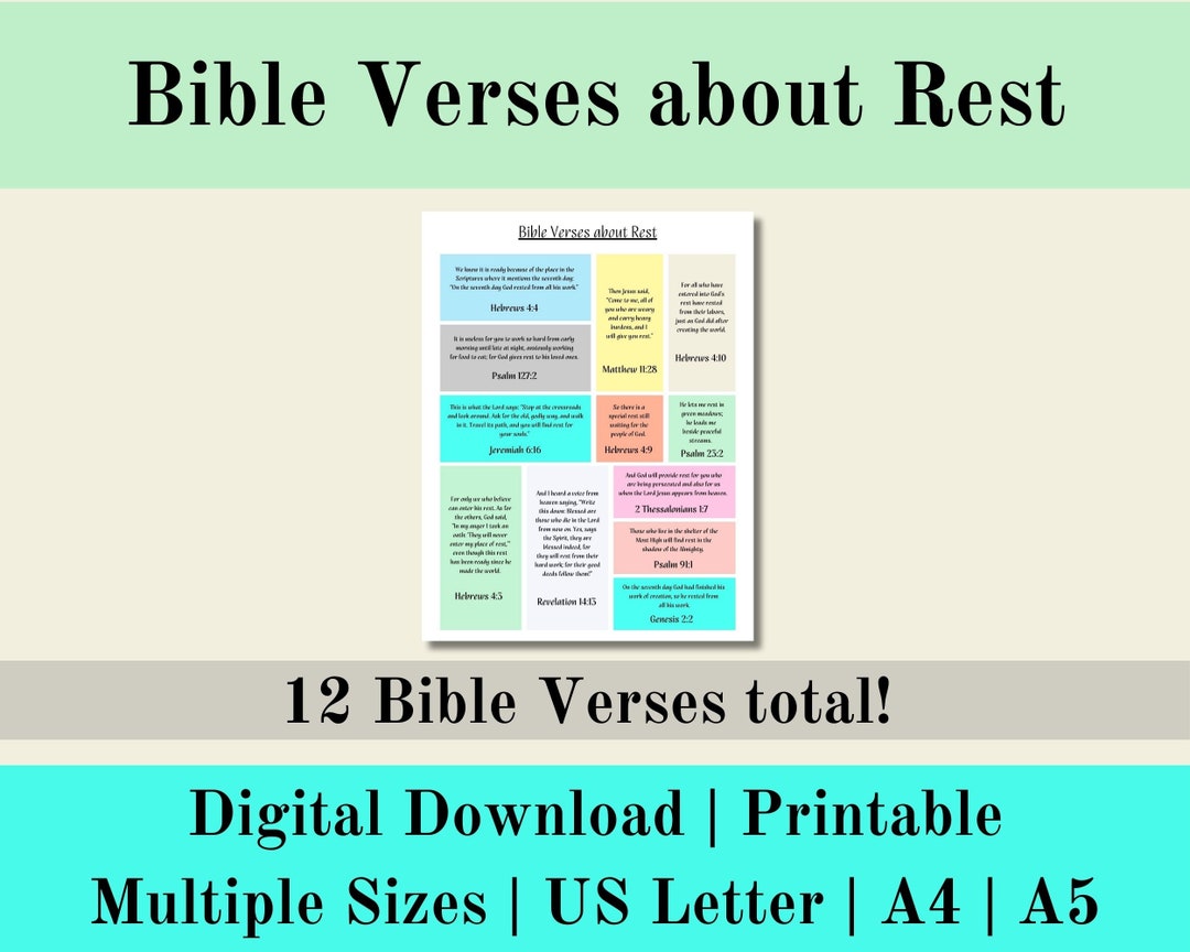 Printable Bible Verse Rest Stickers, Digital Scripture Stickers ...