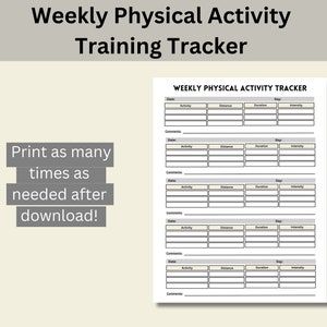 Goal Setting Worksheet, Weekly Physical Activity Training Tracker ...