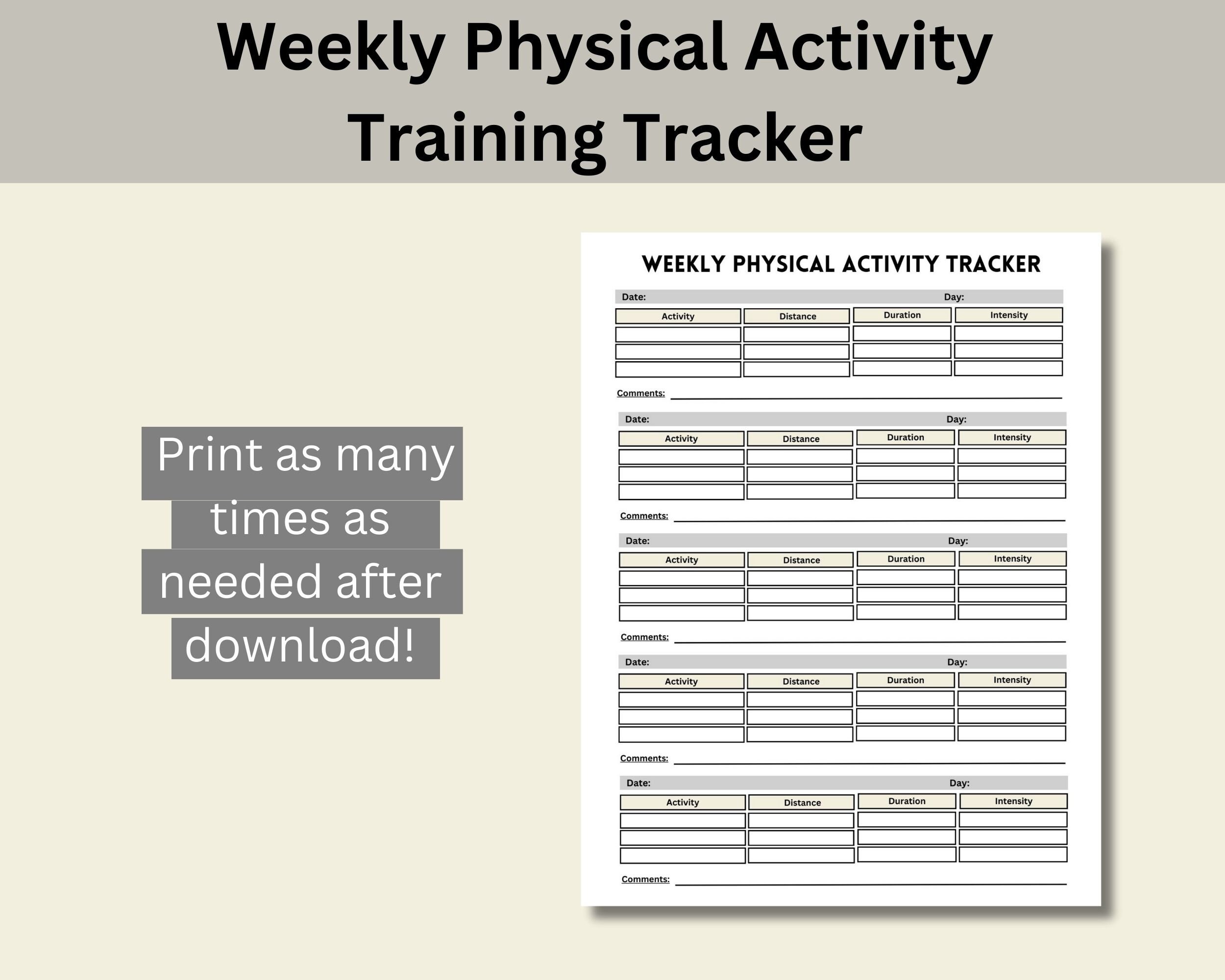 Goal Setting Worksheet, Weekly Physical Activity Training Tracker ...