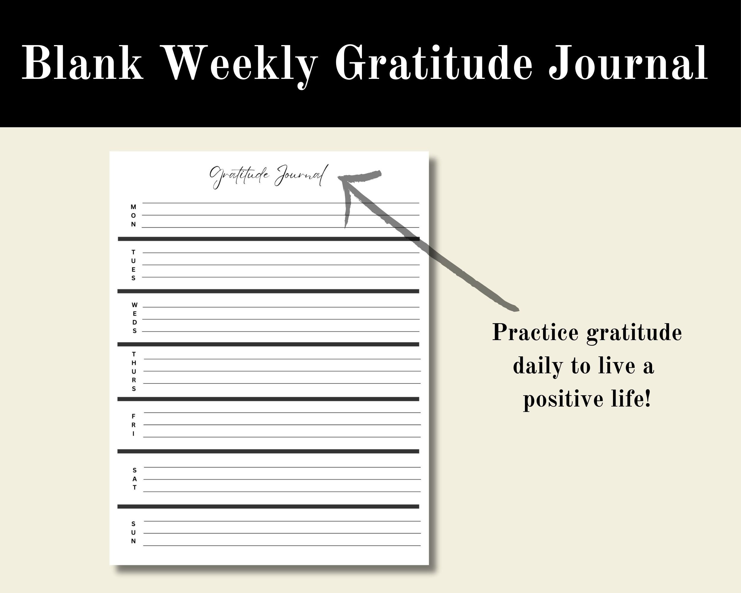 Weekly Gratitude Journal Printable, Blank Daily Gratitude Journal ...