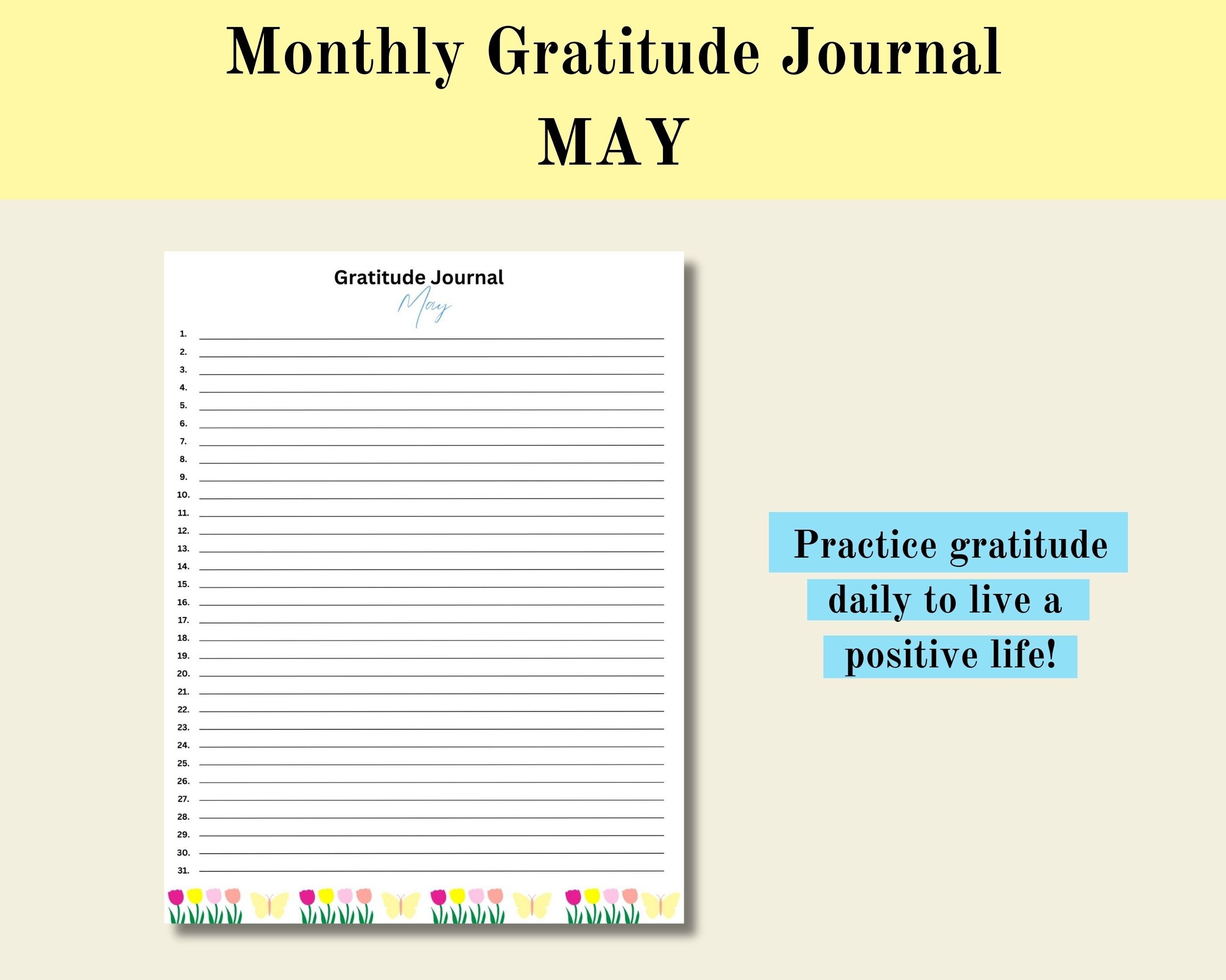 Monthly Gratitude Journal Printable, Daily Gratitude, May Gratitude ...