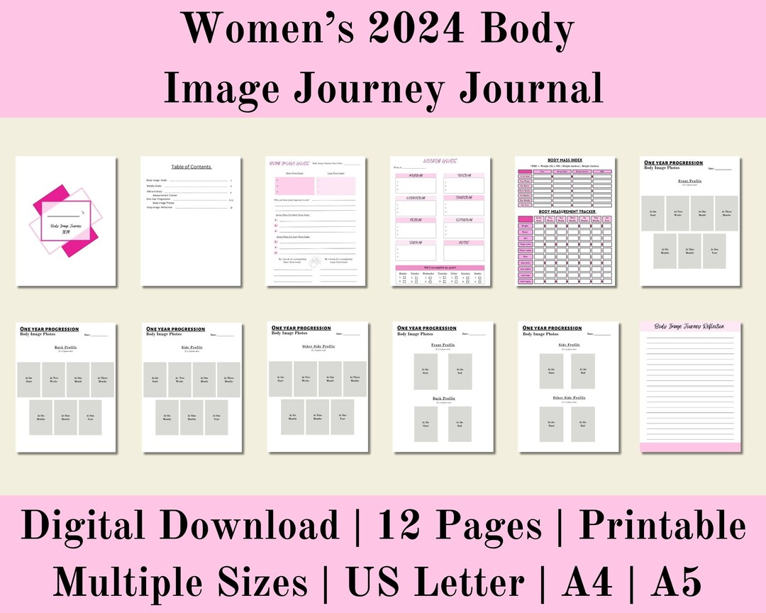 2024 Body Image Journal, Body Measurement Tracker, Womens Body Image ...