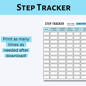 Step Tracker Printable, Daily Step Log Printable, Fitness Tracker ...