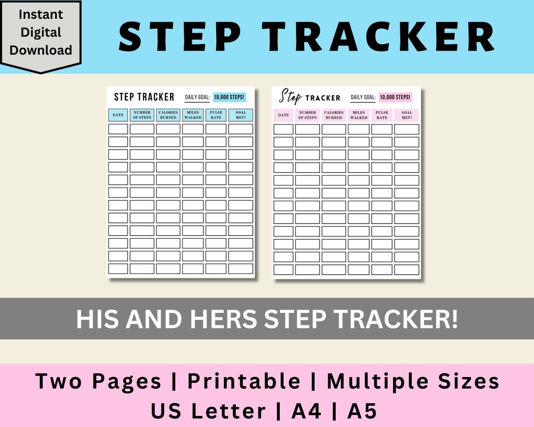 Step Tracker Printable, Daily Step Log Printable, Fitness Tracker ...
