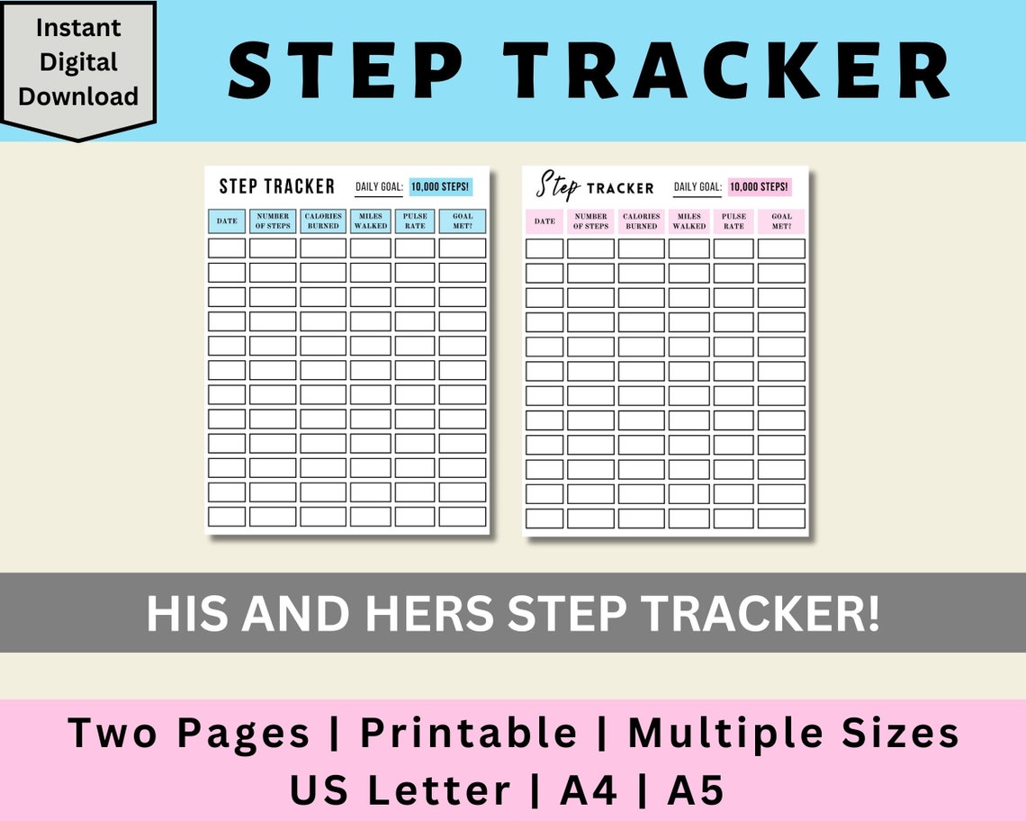 Step Tracker Printable, Daily Step Log Printable, Fitness Tracker ...