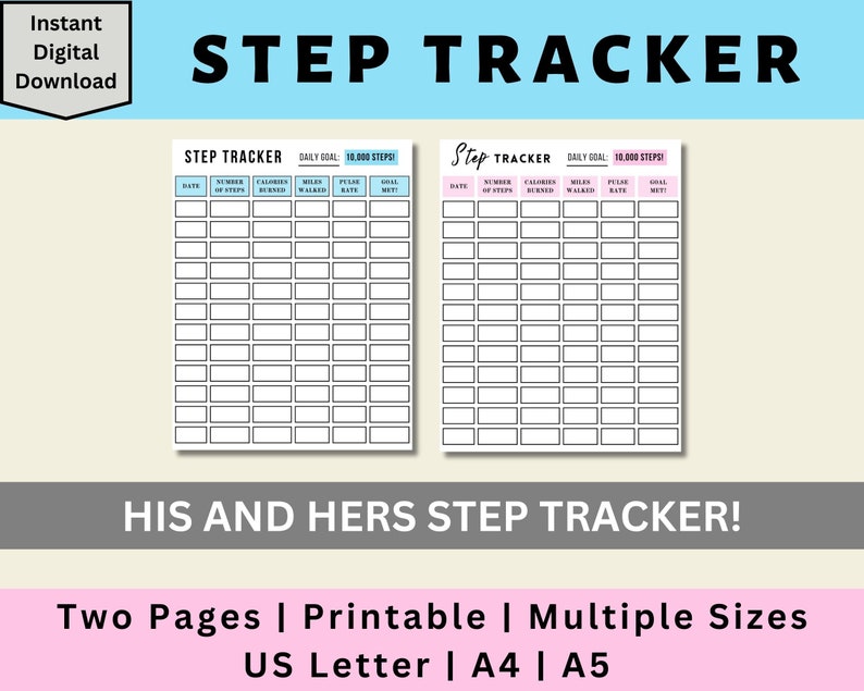 Step Tracker Printable, Daily Step Log Printable, Fitness Tracker ...