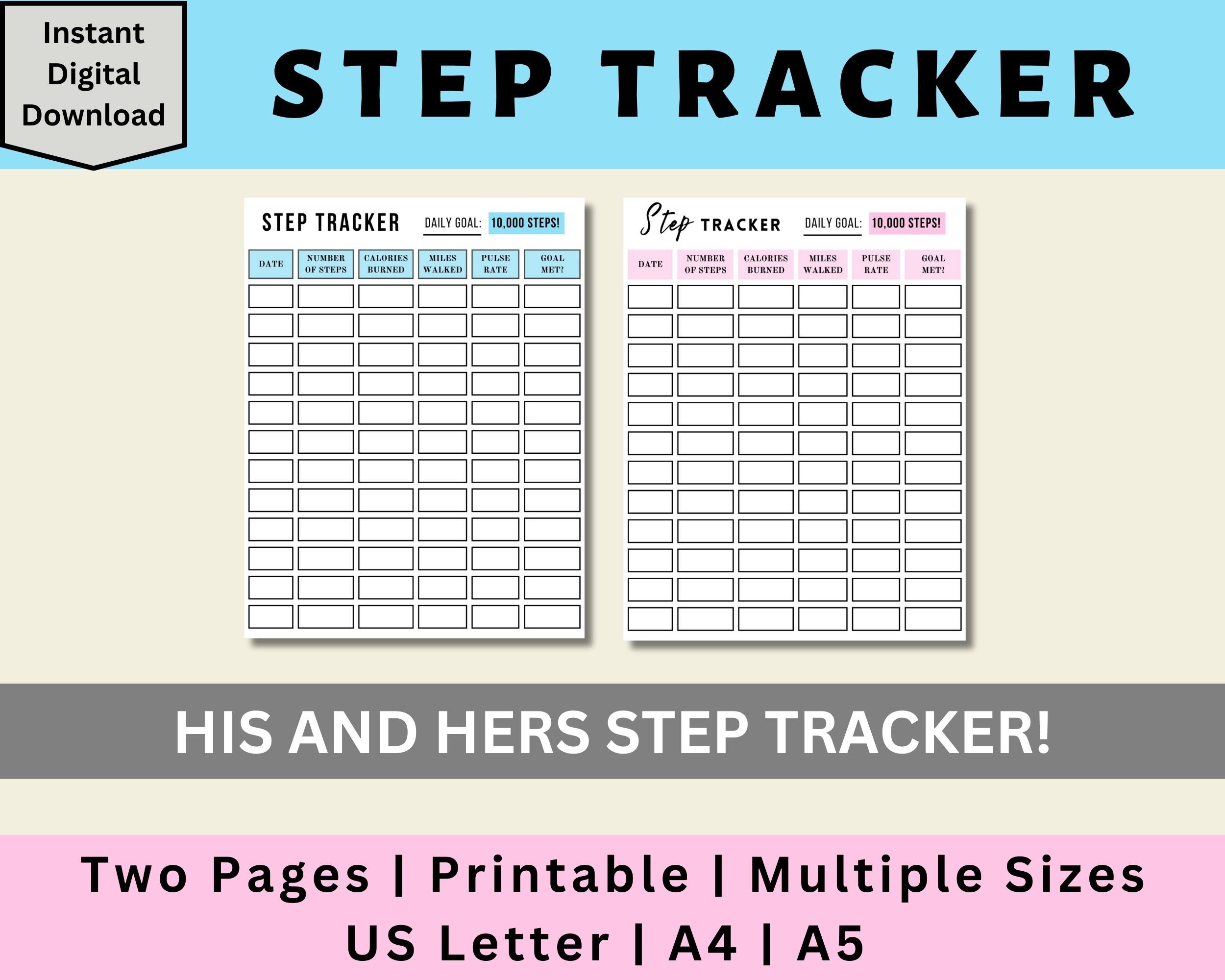 Step Tracker Printable, Daily Step Log Printable, Fitness Tracker ...