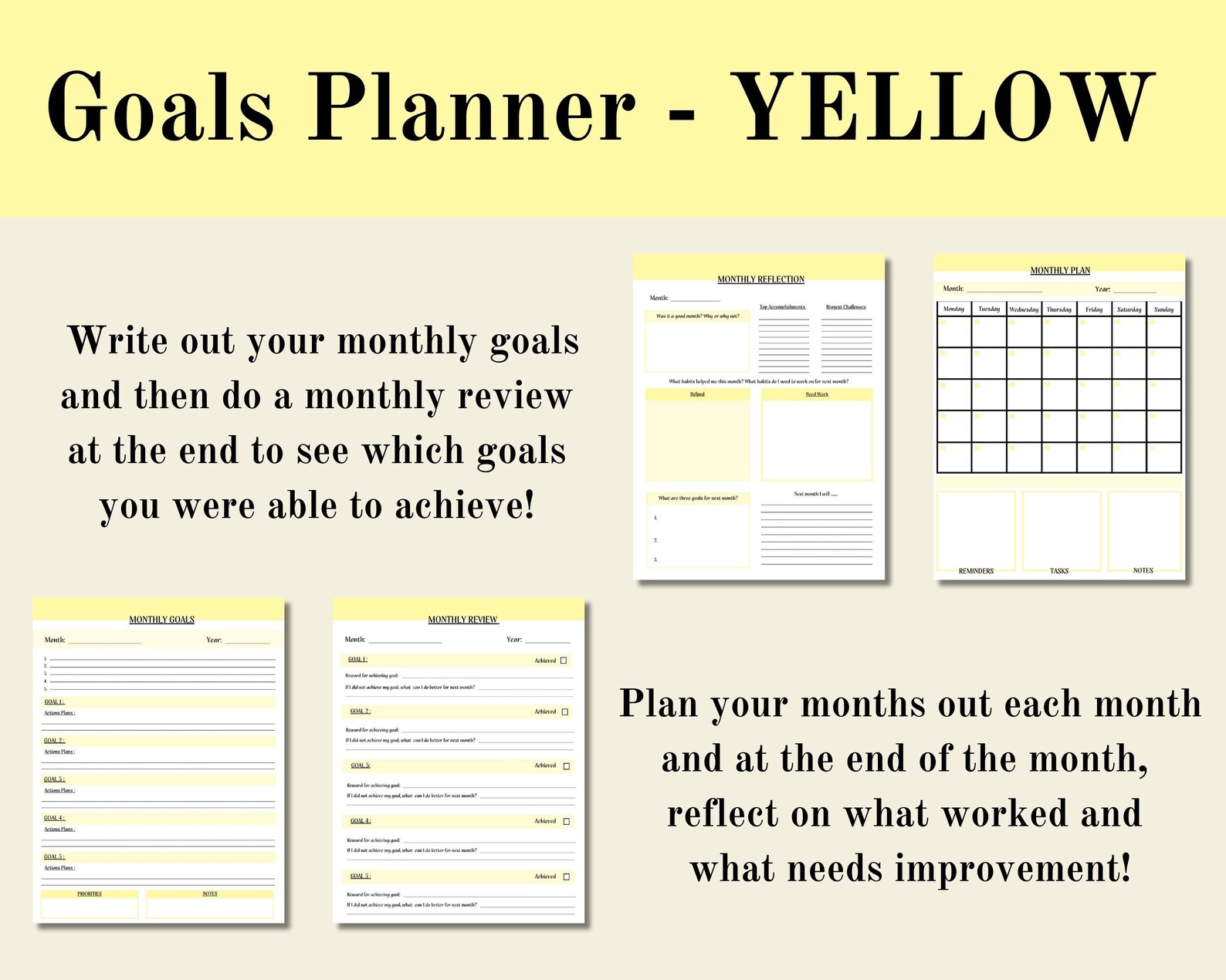 Goals Planner, Vision Board, Habit Tracker, Printable Digital Goal ...