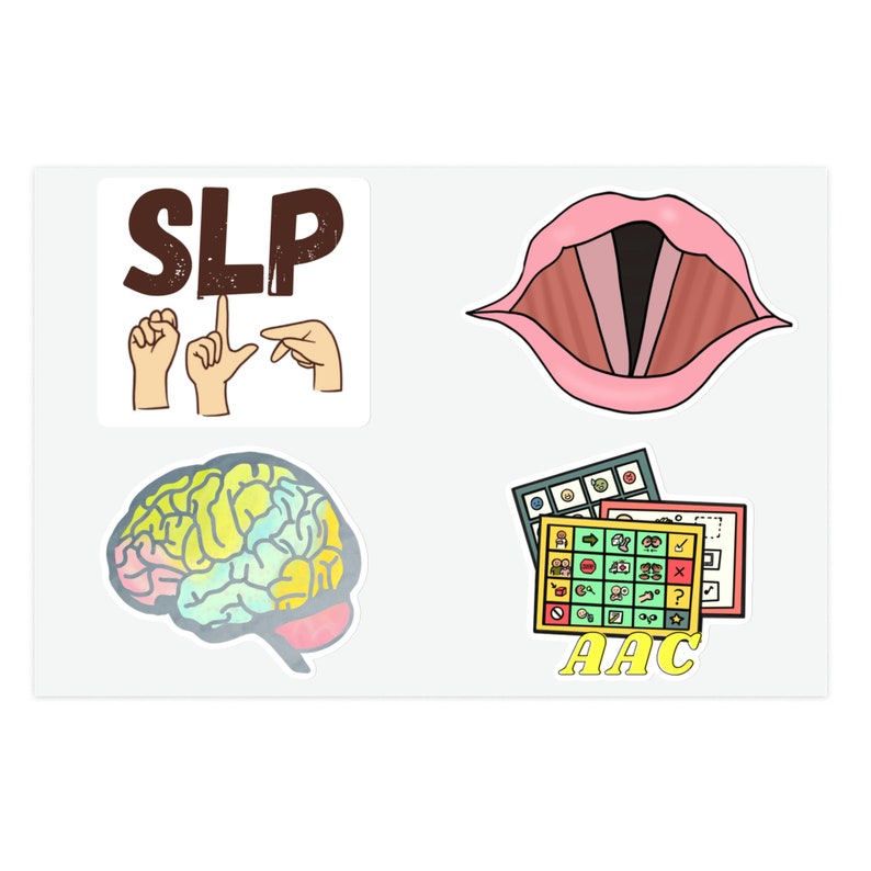 SLP Stickers Sign Language, Vocal Folds, Brain, AAC Sticker Sheet ...