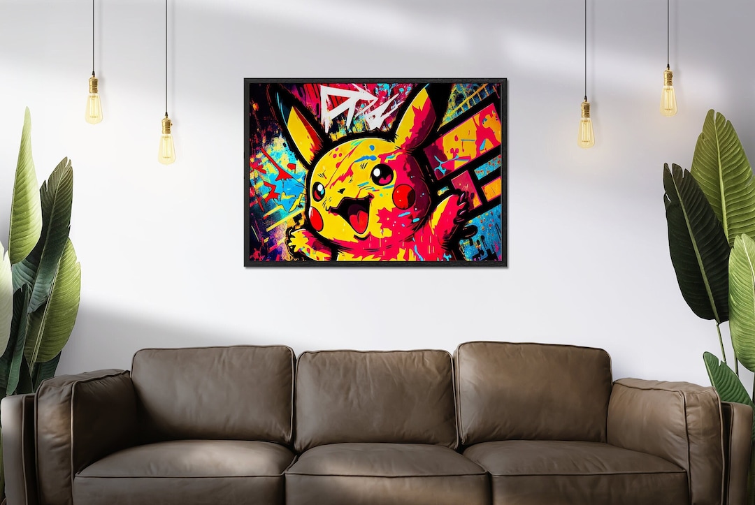 Pikachu Pop Art Poster, Happy Pokemon, Graffiti Art, for Kids and ...