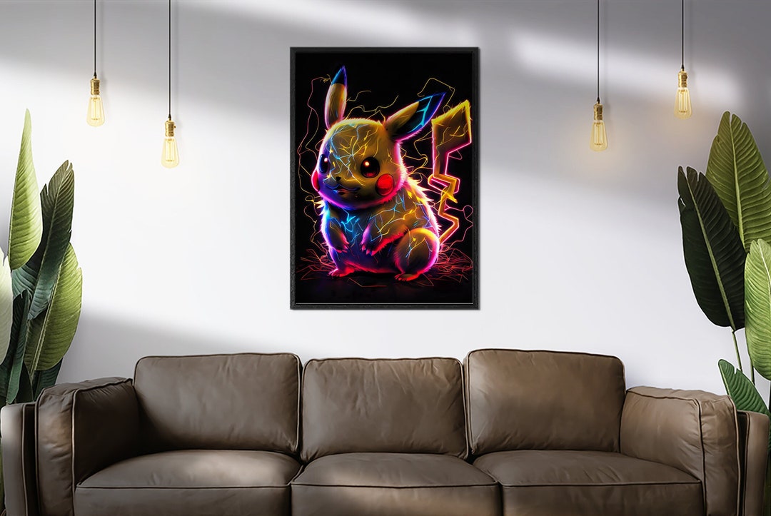 Neon Colored Pikachu A4 Poster, Pokemon Artwork in a Colorful Style ...