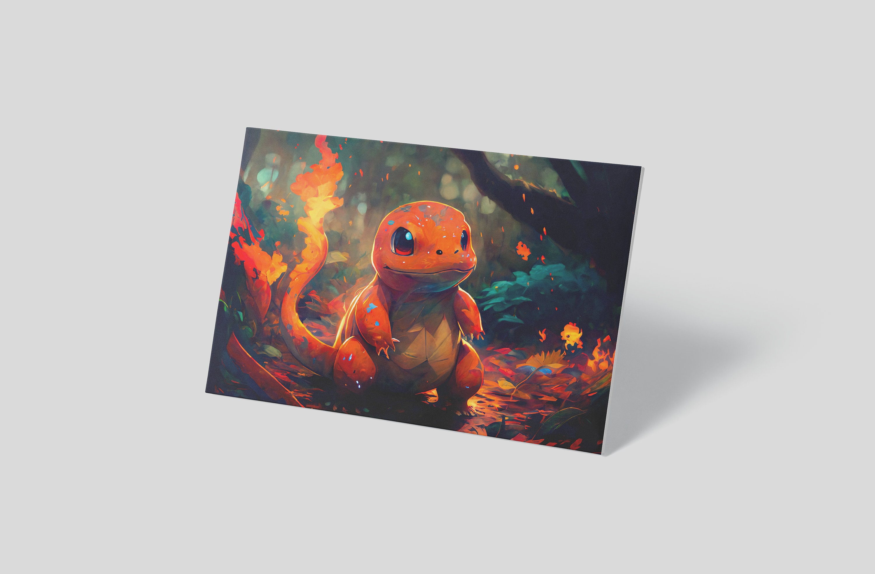 Charmander Poster in the Forest, Pokemon - Artwork in Anime Style, Wall ...