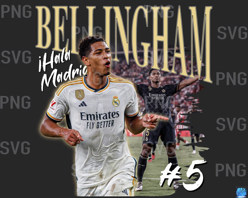 Jude Bellingham Madrid Design PNG Poster PNG Printable Football T-shirt ...