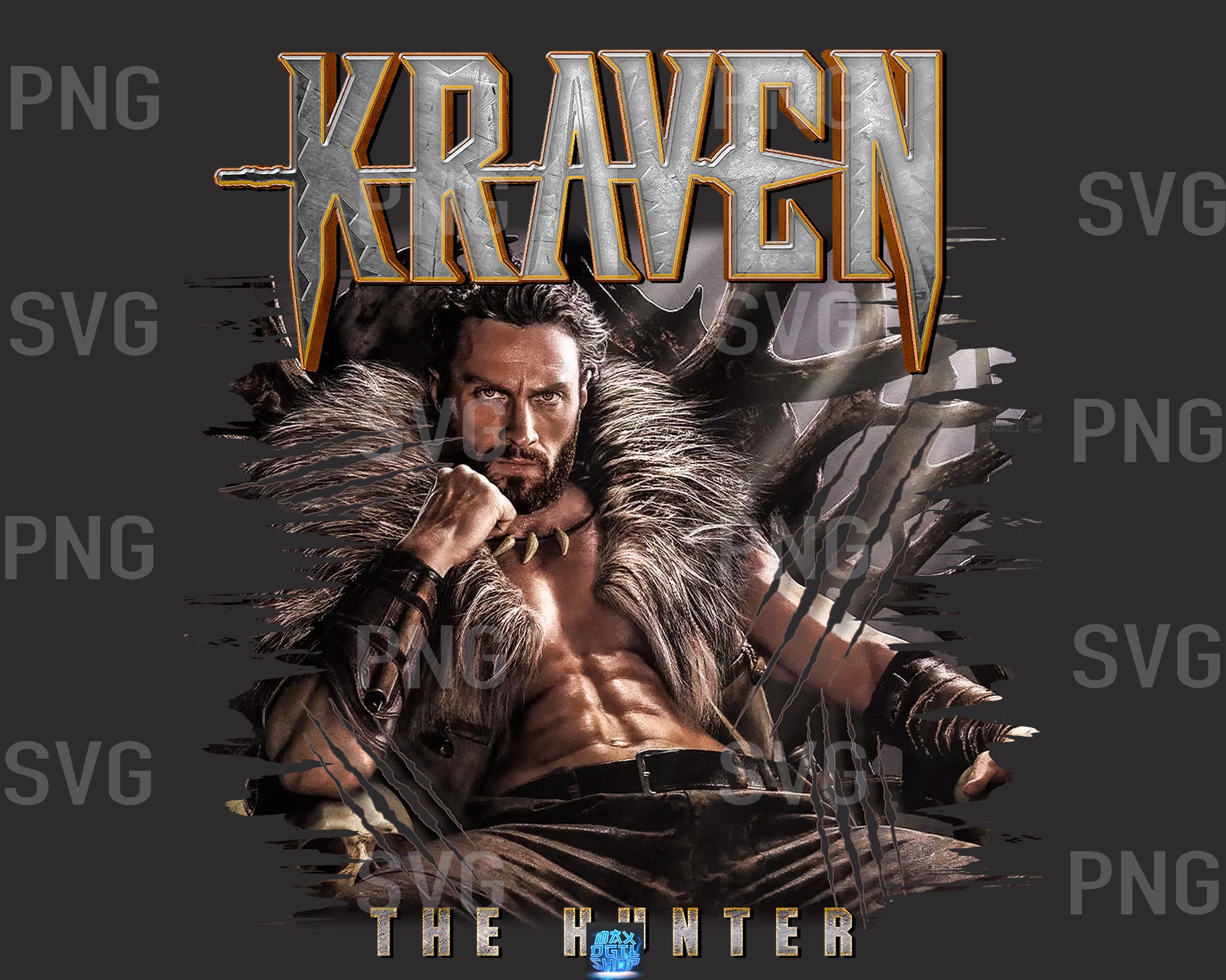 Aaron Taylor Johnson Design PNG Kraven PNG Printable Actors T-shirt ...
