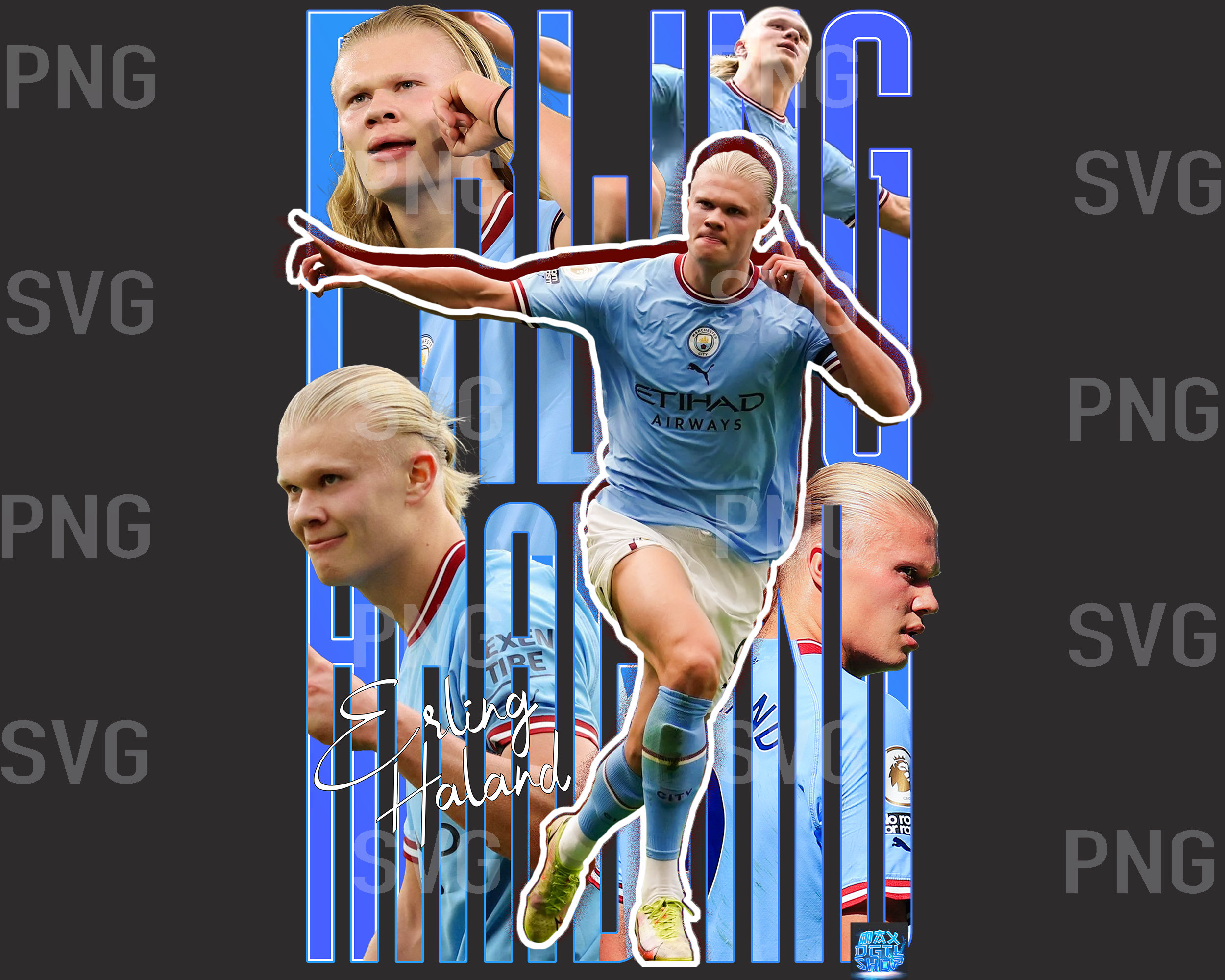 Erling Haaland T-shirt PNG Poster PNG Printable Bootleg T-shirt Design ...