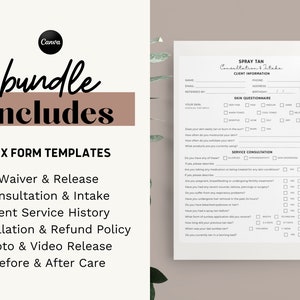 Forms for Spray Tanning Business Bundle - Editable Forms - Canva ...