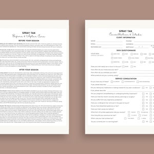 Forms for Spray Tanning Business Bundle - Editable Forms - Canva ...