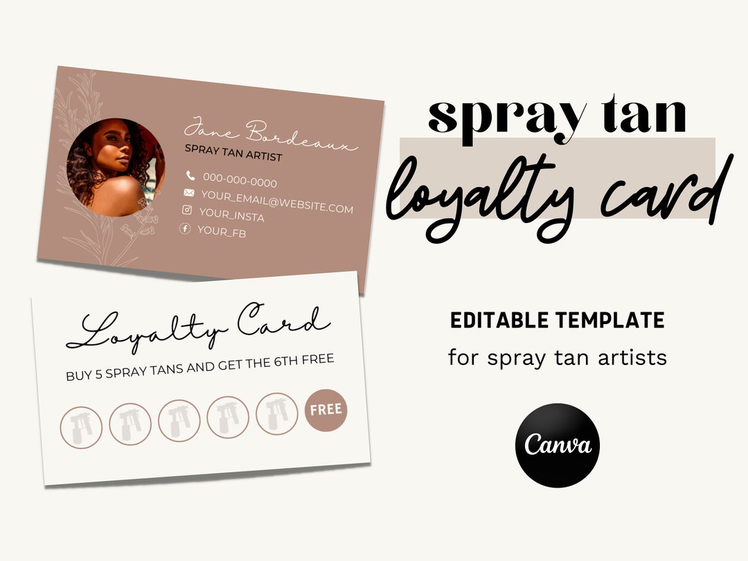 Spray Tan Loyalty Card: Editable Canva Template - Etsy