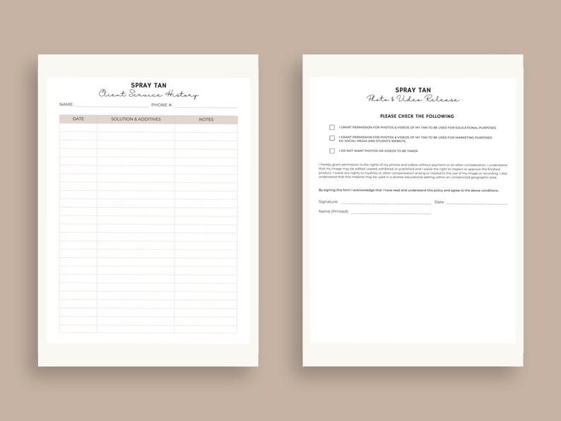 Forms for Spray Tanning Business Bundle - Editable Forms - Canva ...