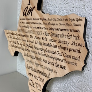 Texas Tall Original Poem Rustic Wood Sign 14" by 14" by 3/4" Laser Cut ...