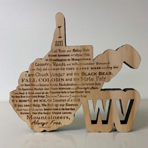 West Virginia Rustic Wooden Free Standing Decor - Etsy