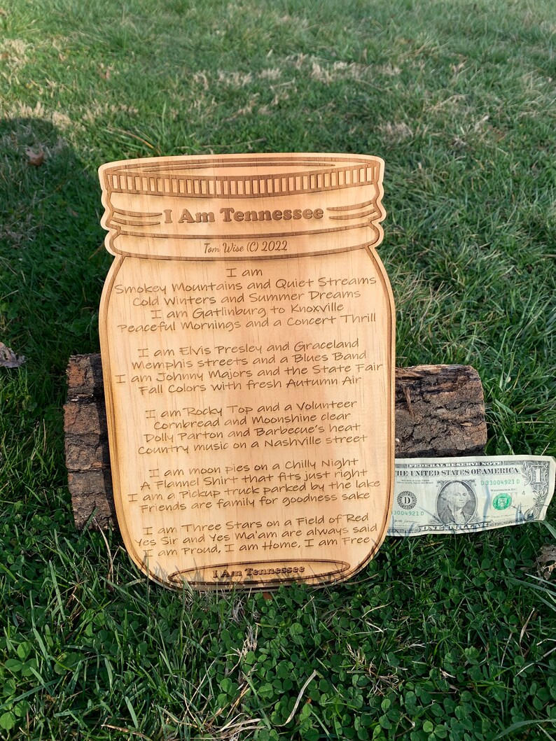 Tennessee Poem Rustic Wooden Mason Jar Sign 13by 8.5 - Etsy