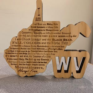 West Virginia Rustic Wooden Free Standing Decor - Etsy