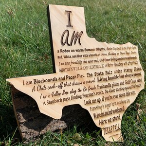 Texas Tall Original Poem Rustic Wood Sign 14 by 14 by 3/4 Laser Cut and ...