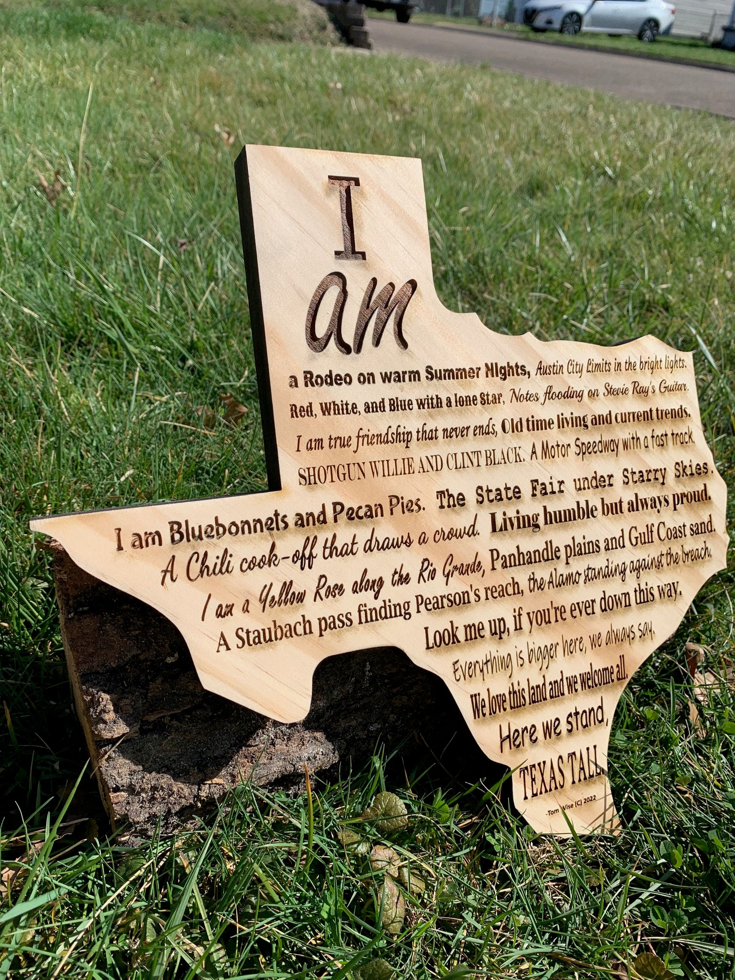 Texas Tall Original Poem Rustic Wood Sign 14 by 14 by 3/4 Laser Cut and ...