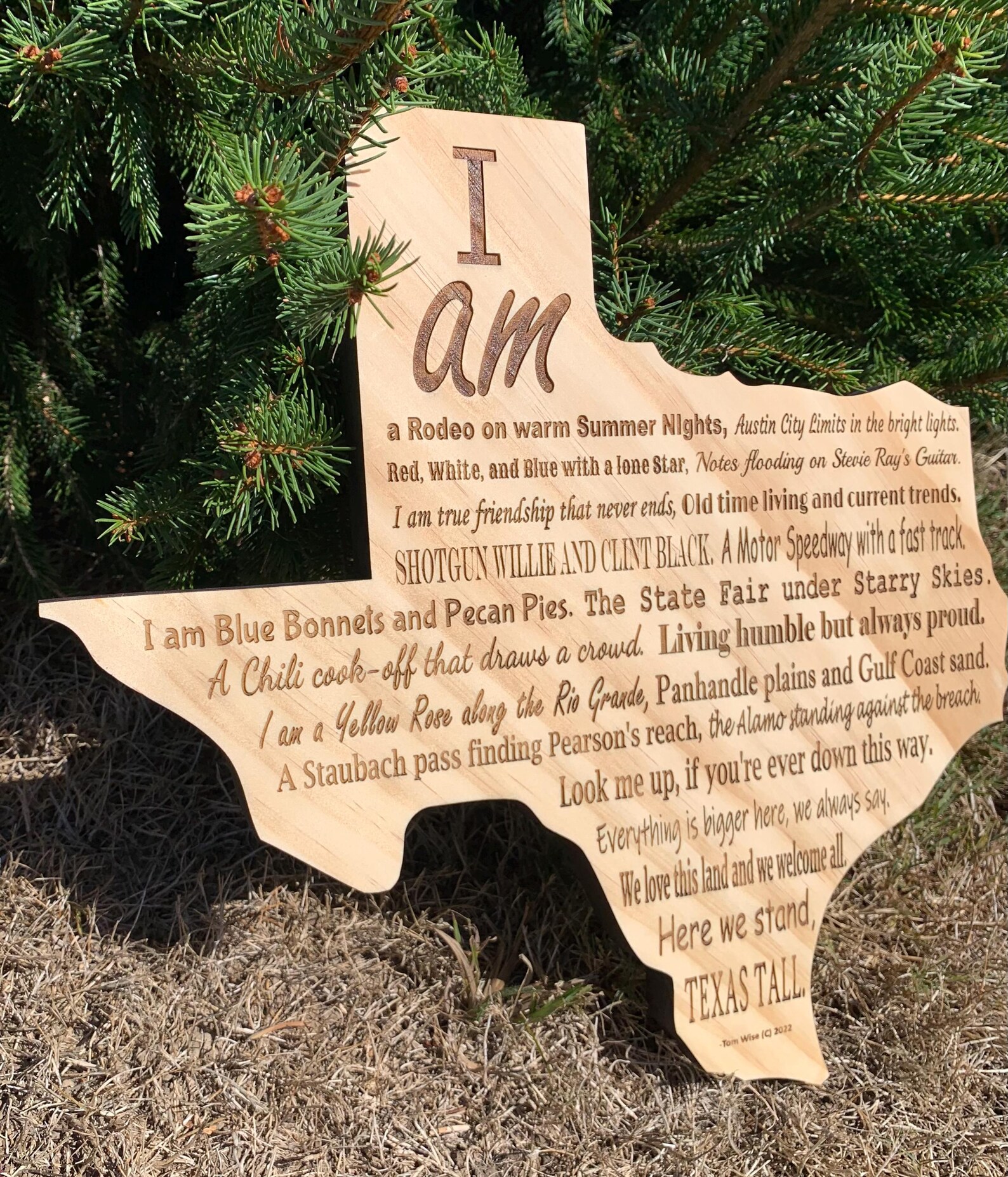 Texas Tall Original Poem Rustic Wood Sign 14" by 14" by 3/4" Laser Cut ...