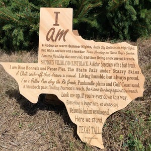 Texas Tall Original Poem Rustic Wood Sign 14" by 14" by 3/4" Laser Cut ...