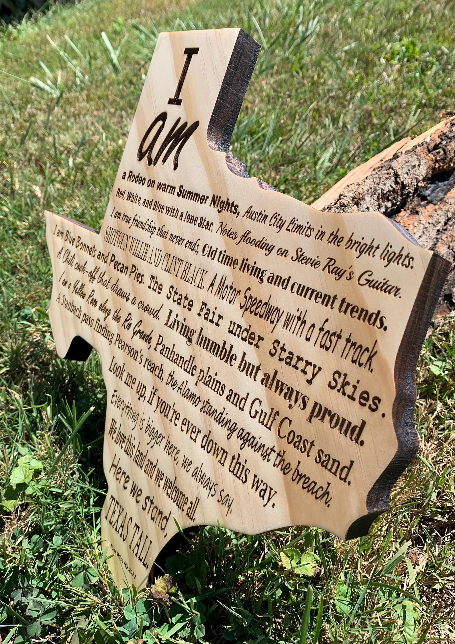 Texas Tall Original Poem Rustic Wood Sign 14" by 14" by 3/4" Laser Cut ...