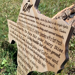 Texas Tall Original Poem Rustic Wood Sign 14" by 14" by 3/4" Laser Cut ...