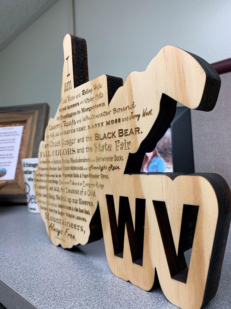 West Virginia Rustic Wooden Free Standing Decor - Etsy