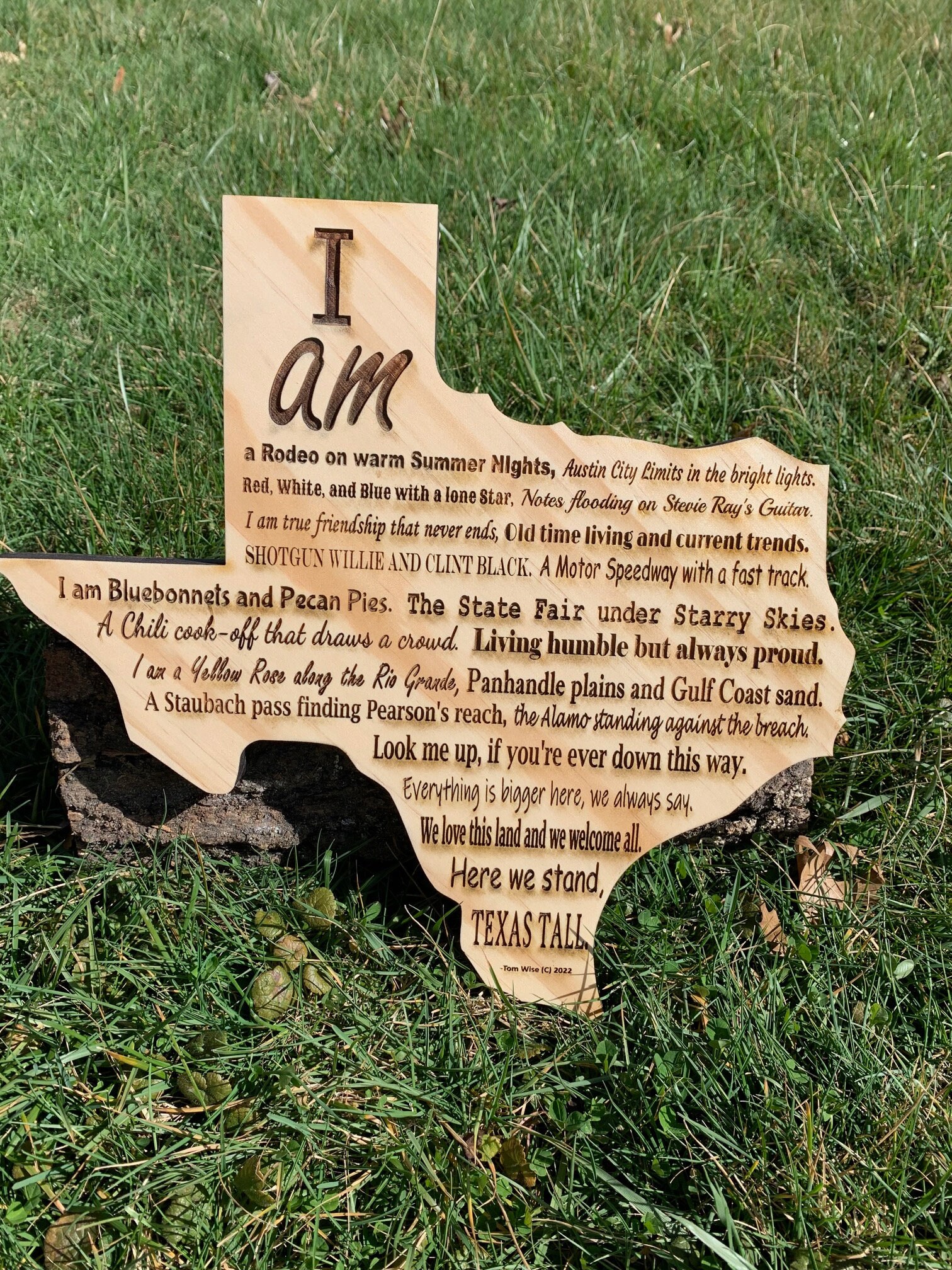 Texas Tall Original Poem Rustic Wood Sign 14 by 14 by 3/4 Laser Cut and ...